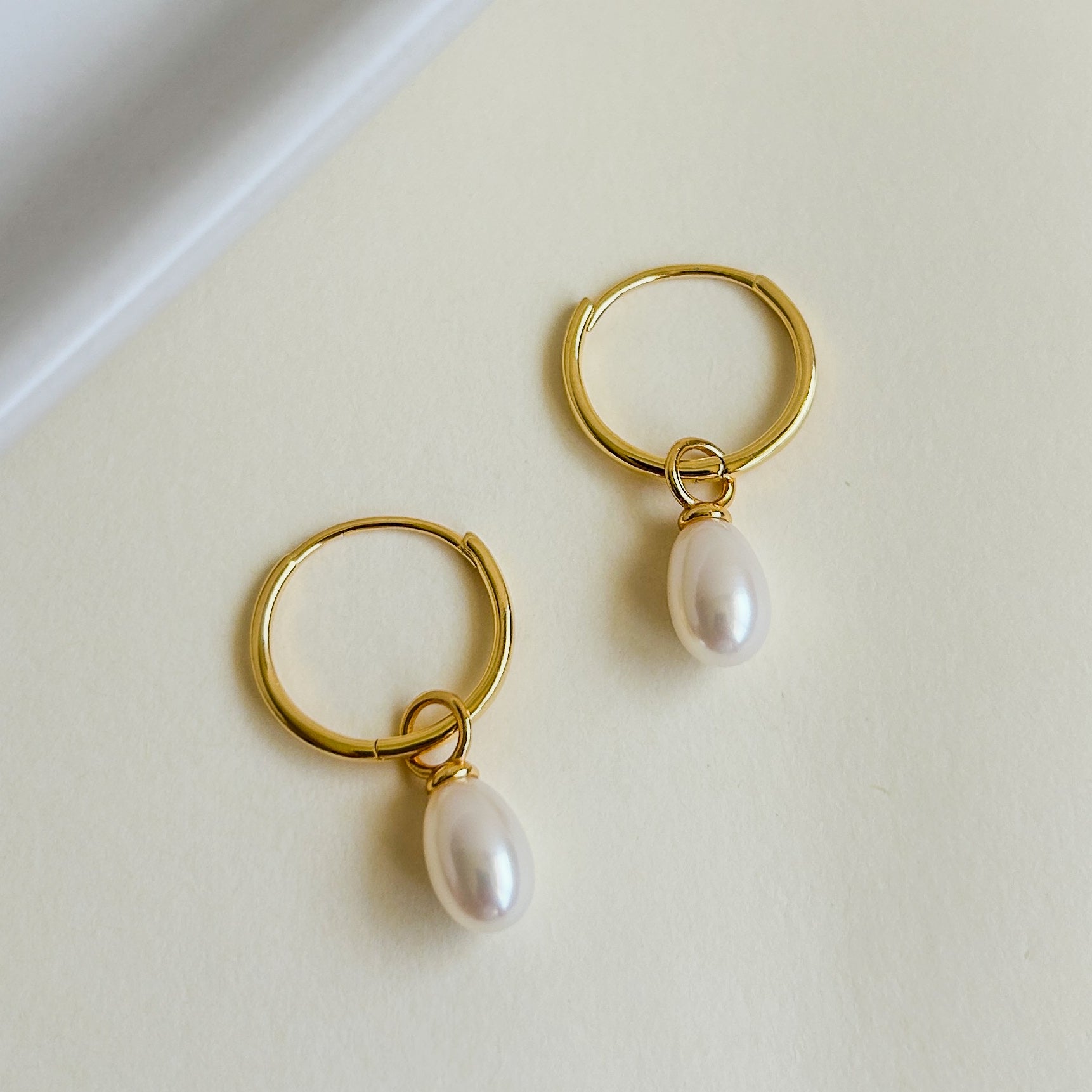 Pearl Hoop Earrings - Raindrop – Claria Jewellery